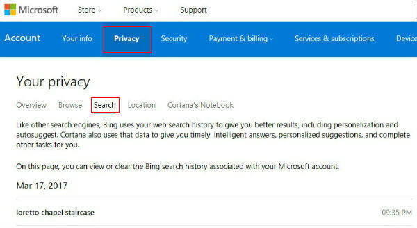 How to Clear Search History of Cortana and Bing in Windows 10 | MashTips