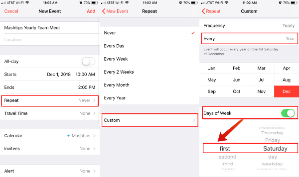 How to Add Recurring Events to iPhone Calendar? - MashTips