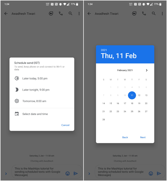 How to Schedule a Text Message on Android - MashTips